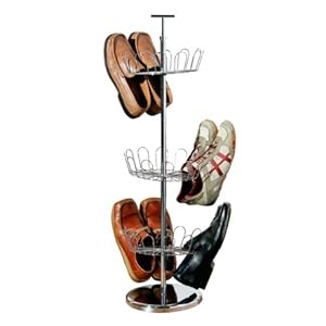 3 Tier Revolving Chrome Shoe Tree Carousel for up to 18 Pairs: Amazon ...