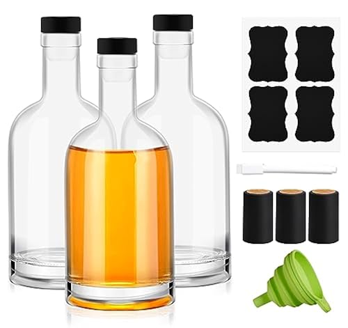 AXPTECH 3Pack Glass Bottles with Cork 25oz Clear Glass Bottles 750ml ...