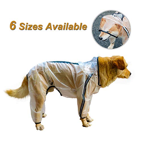Olsa Dog Raincoat, Dog Hooded Poncho, 4 Legs Dog Rain Jacket with ...