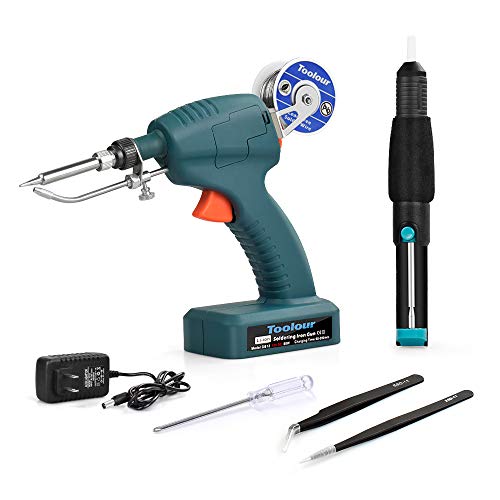 Toolour Soldering Gun DC 12V 80W Li-ion Rechargeable Cordless Soldering ...
