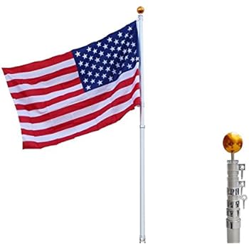 Amazon.com : Aluminum Telescoping Flagpole Kit with USA Flag, 20ft ...