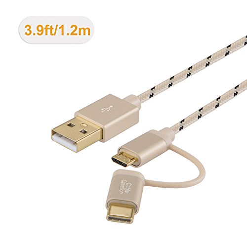 2-in-1 USB C Micro USB Cable, CableCreation 4ft Braided USB Type C & Micro-B to USB A Fast ...