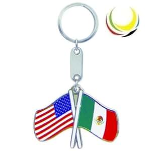 Amazon.com : Keychain USA-MEXICO FLAGS : Key Tags And Chains : Office ...