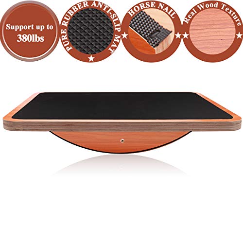 LEQUDUO Rocker Board, Professional Wooden Balance Board for Exercise ...