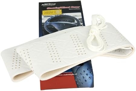 White Lace up Leather Look Steering Wheel Cover / Protector: Amazon.co ...