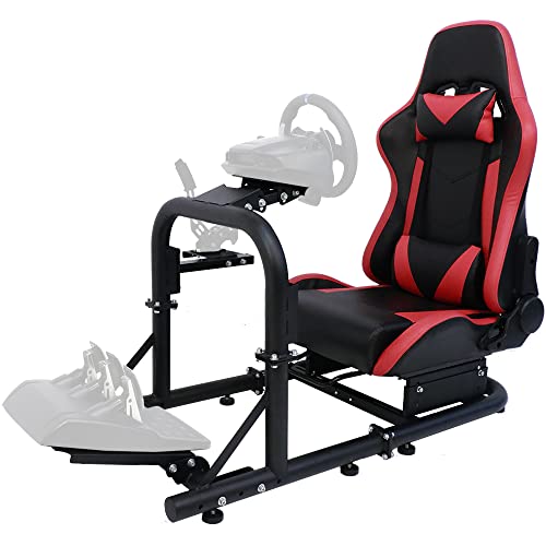 Marada Racing Simulator Cockpit Stand,with Red Seat Racing Wheel Stand ...