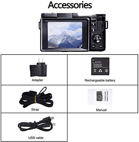 Digital Camera Vlogging Camera with Flip Screen 2.7K 24.0MP 3.0 inch ...