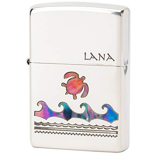 Autentico Zippo Accendino Con Hawaiano Conchiglie Intarsio, Argento Finire, Lana