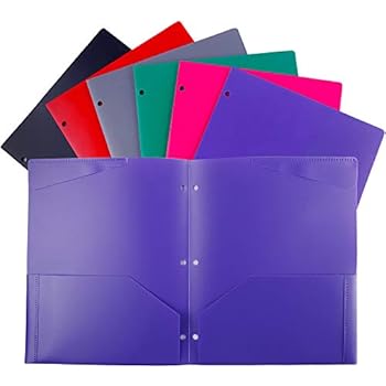 Amazon.com : INFUN Plastic Folders with Prongs and Pockets, Heavy Duty ...
