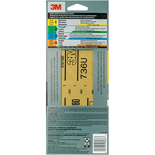 3M Performance Sandpaper, 03076, 80 Grit, 3 2/3 in X 9 in, 5 Sheets Per ...
