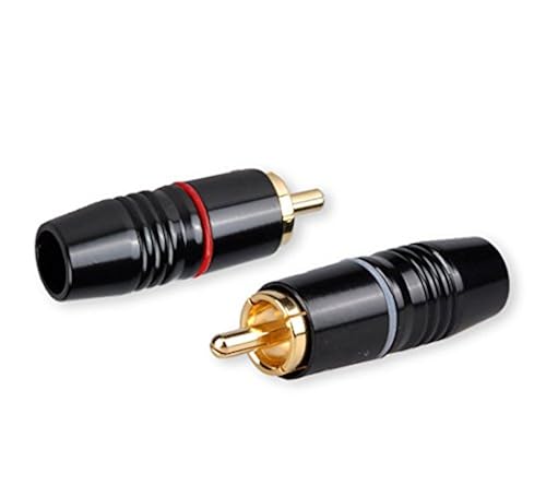RCA Plug, Conwork Hi End RCA Male Plug Adapter Audio Phono Gold Plated Solder Connector (2-Pack ...