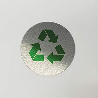 Metal Recycle Signs - 3" Round, Brushed Silver Aluminum with Green ...