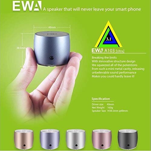 EWA Portable Wireless Mini Speaker with Passive Subwoofer, Enhanced Impactive Bass, Tiny Body ...