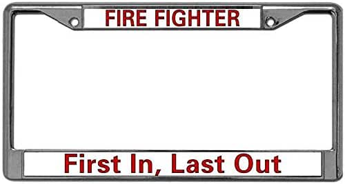 Firefighter Fire Rescue License Plate Chrome Frame for US Standard ...