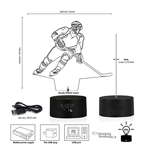 Hockey Night Light for Kids, Led Lights 3D Optical Illusion Lamp ...