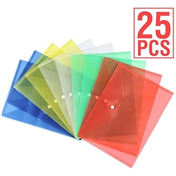 Amazon.com: Clear Document Folder with Snap Button, Closure Plastic Folders, Multicolor Poly ...