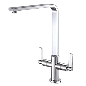 [Square Kitchen Tap] Hapilife Modern Dual Lever Sink Mixer Tap Chrome ...