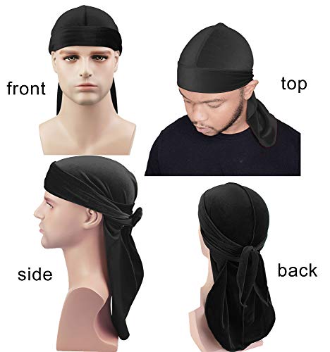 Velvet Durag for Men Silk Durag for Men Silky Durag for Women - Black ...