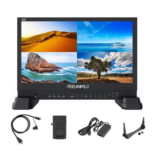 FEELWORLD ATEM156 15.6" Broadcast Monitor 4 HDMI Input Output Quad ...
