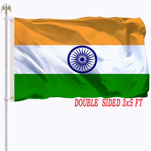 tnpun Indian Flag 3x5 Double Sided India Flags for Wall Outdoor Vivid ...
