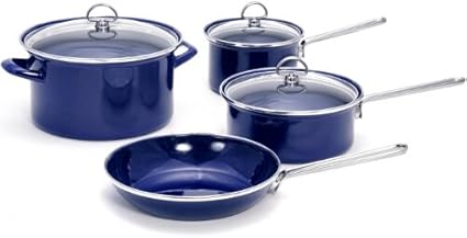 Amazon.com: Chantal 7 Piece Enamel-on-Steel Cookware Set, Cobalt Blue ...