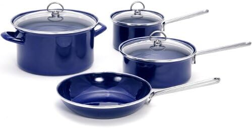 Amazon.com: Chantal 7 Piece Enamel-on-Steel Cookware Set, Cobalt Blue ...