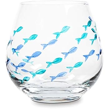 Amazon.com: Abbott Collection Blue/Green Fish Stemless Goblet: Home ...