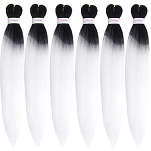 Amazon.com : 6Pack Prestretched Braiding Hair Ombre White Braid Hair ...