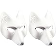 Amazon.com: SAFIGLE Hand-painted White Fox Mask, DIY Animal Masquerade ...