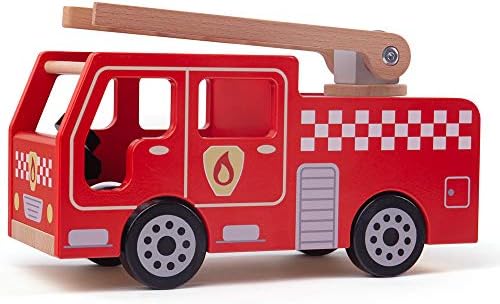 Bigjigs Toys City Wooden Fire Engine - Toy Fire Engine with Swivel ...