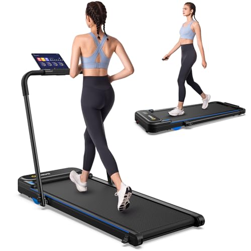 UREVO Strol 2E Smart 2-in-1 Folding Treadmill, Compact Walking Pad with ...