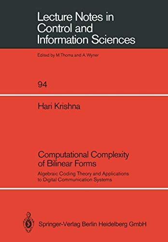 Computational Complexity Of Bilinear Forms Algebraic Coding Theory And