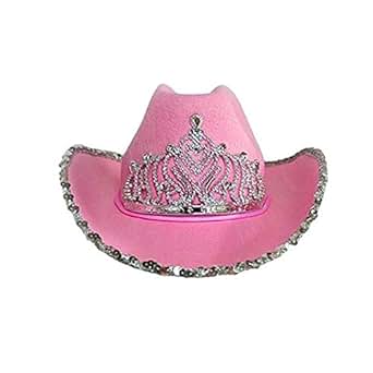 Amazon.com: Cowgirl Tiara Felt Rodeo Princess Hat Pink: Clothing