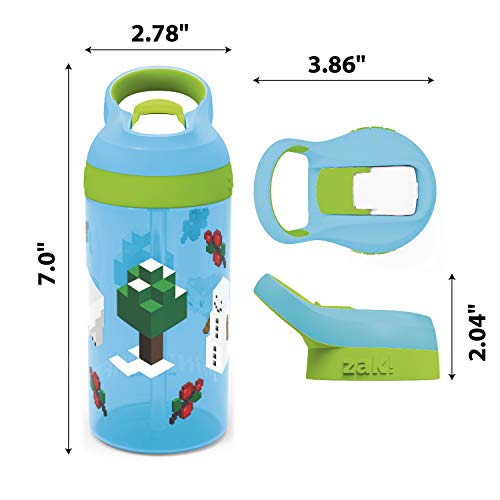 Zak Designs Minecraft Kids Water Bottle with Straw and Built in ...