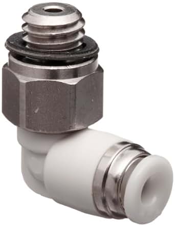 SMC KQ2L06-M5N PBT and Nickel Plated Brass Push-to-Connect Tube Fitting, 90 Degree Elbow, 6 mm ...