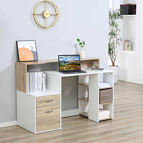 HOMCOM 54" Multi-Level Computer Desk Modern Home Office Writing ...