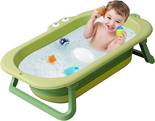 XICEN Baby Bathtub Folding Infant Bath Tub, Non-Slip Collapsible Kids ...