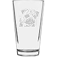 Amazon.com | Pug Dog Themed Etched All Purpose 16oz Pint Glass: Beer ...