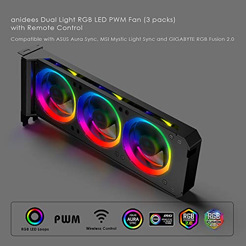anidees Graphic Card Cooler 3 x 80mm PWM Fan, Support Aura SYNC/Mystic ...