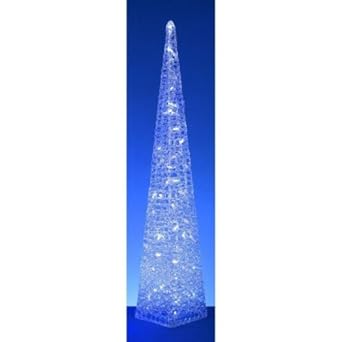 Pre Lit 90cm White LED Acrylic Pyramid Christmas Tree Decorations ...