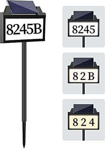 Solar Address Sign, House Numbers for Outside Rechargeable LED ...