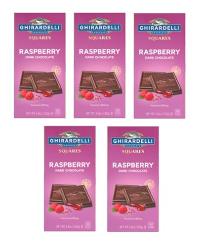 Ghirardelli Raspberry Dark Chocolate Square Bar, Pack of 5-4.8 oz Bars ...