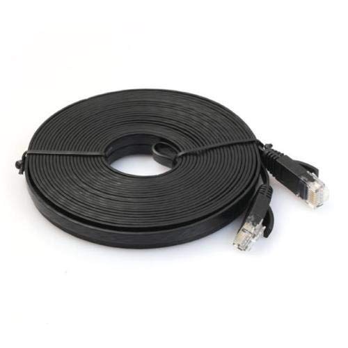 Network Cable RJ45 LAN Patch Lead Flat Cat6 Ethernet Modem Router Black ...