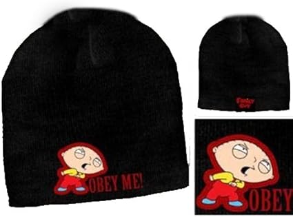 Amazon.com: Family Guy Stewie Obey Me Black Knit Hat Beanie: Clothing