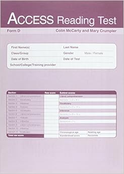 Access Reading Test (ART): Form D Pk10: Amazon.co.uk: Crumpler, Mary ...