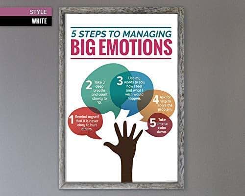 Amazon.com: 5 Steps To Managing Big Emotions Therapy Poster ...