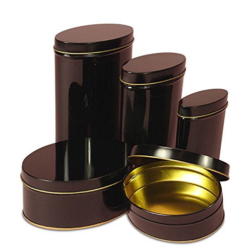 Amazon.com - Deep Gloss Black Oval Tin Can with Gold 30oz | Quantity ...