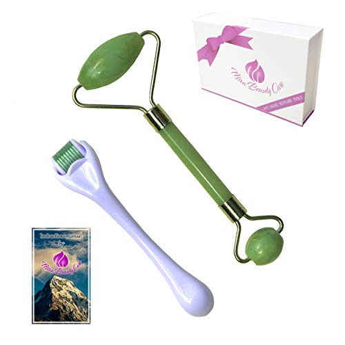 Jade Roller and Derma Kit Face - Original Himalayan Jade Stone For Anti ...