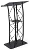 Displays2go Black Aluminum and Steel Truss Lectern with Curved Design ...