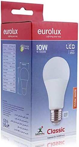 Eurolux Warm White Classic LED Bulb - 10 Watt price in UAE | Amazon UAE ...